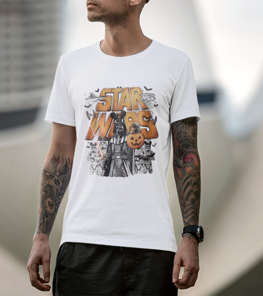 Star Wars Darth Vader Mickey Ears Stormtroopers Halloween Pumpkin T-Shirt