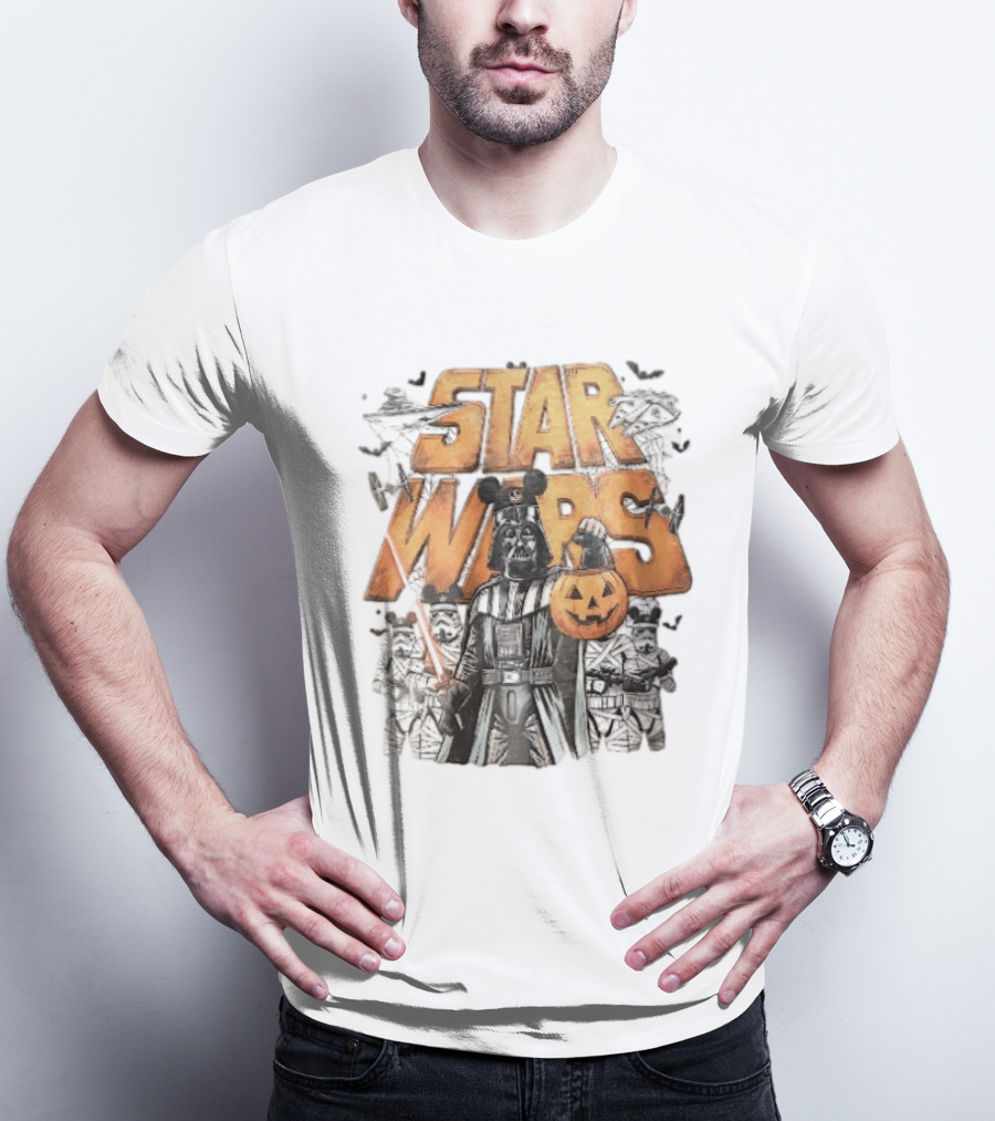Star Wars Darth Vader Mickey Ears Stormtroopers Halloween Pumpkin T-Shirt