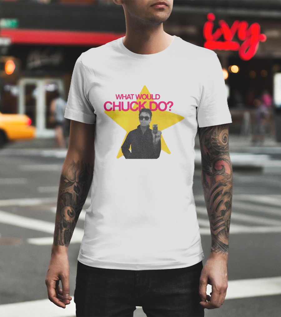 Chuck Timely And The Hourglass 90s Baby What Would Chuck Do Starburst T-Shirt