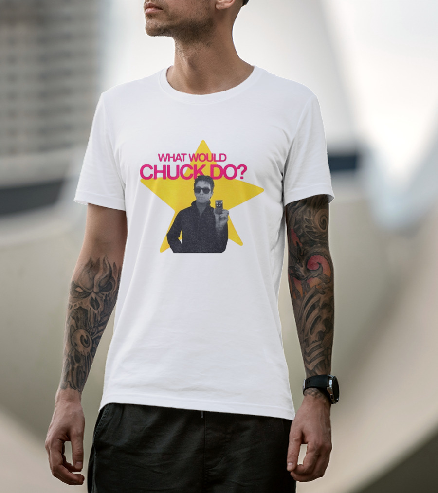 Chuck Timely And The Hourglass 90s Baby What Would Chuck Do Starburst T-Shirt