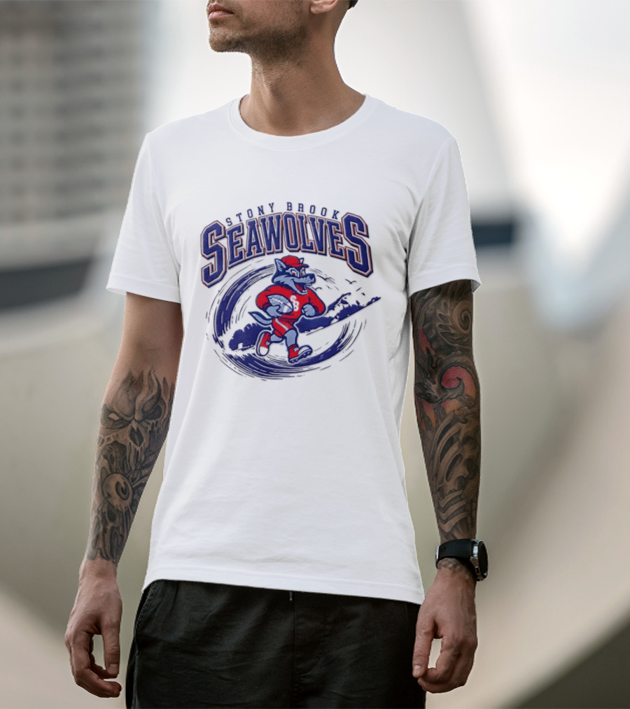 Stony Brook Seawolves Mascot Football Sportswear T-Shirt