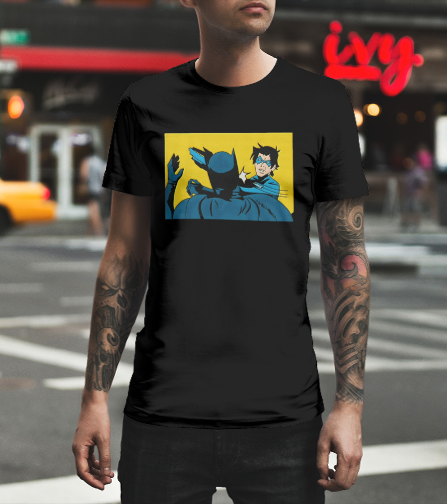 Nightwing Slapping Batman Meme Comic Panel Yellow T-Shirt