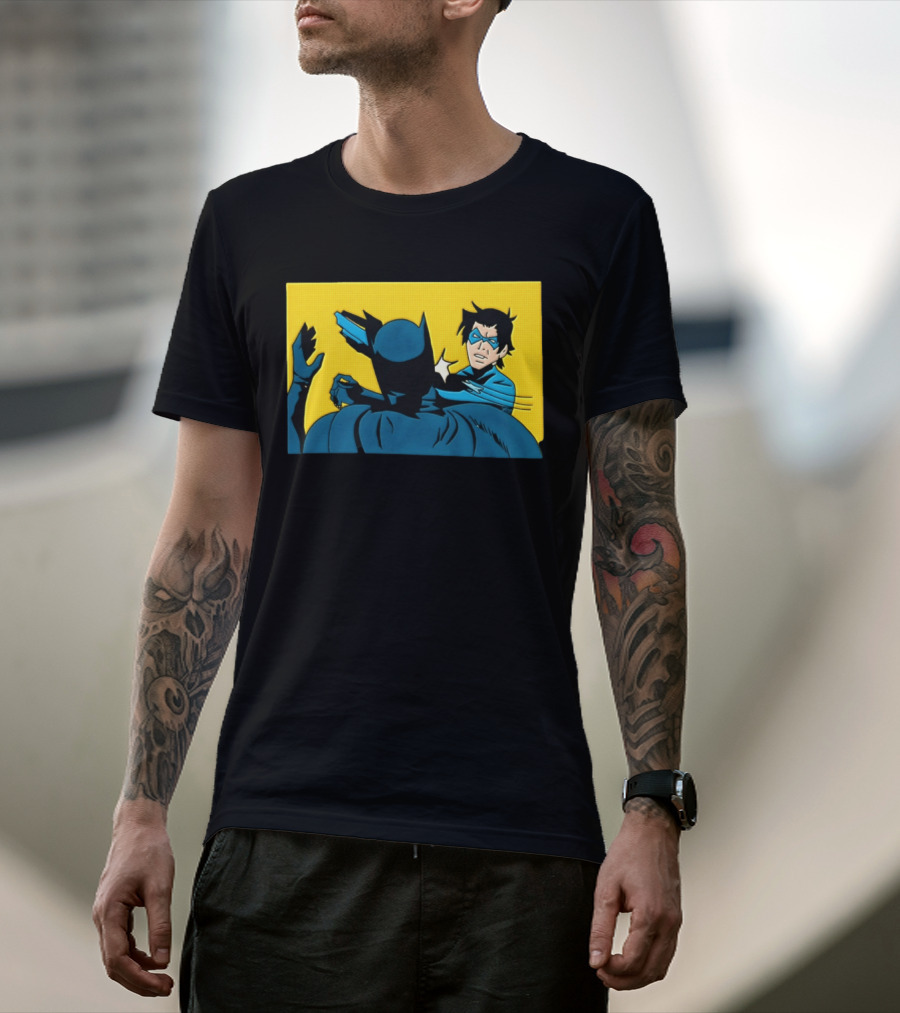Nightwing Slapping Batman Meme Comic Panel Yellow T-Shirt