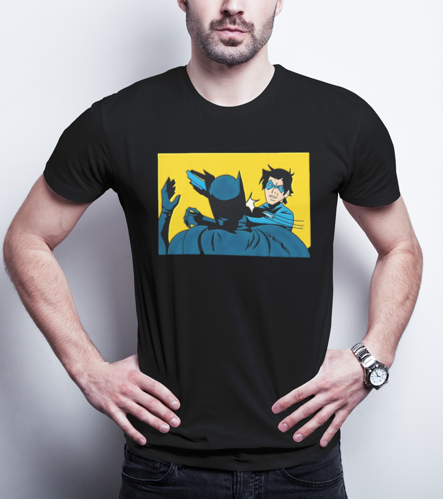Nightwing Slapping Batman Meme Comic Panel Yellow T-Shirt