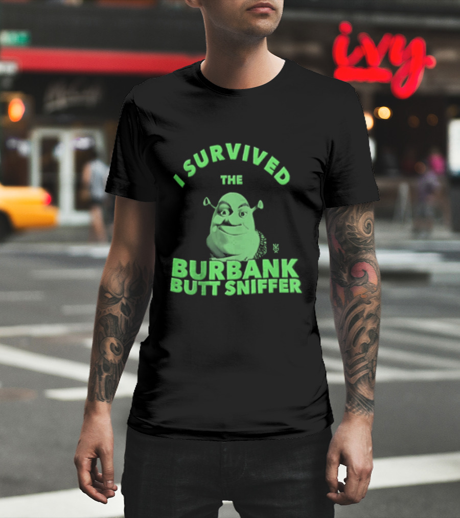 Shrek I Survived The Burbank Butt Sniffer Green Character Mashup T-Shirt