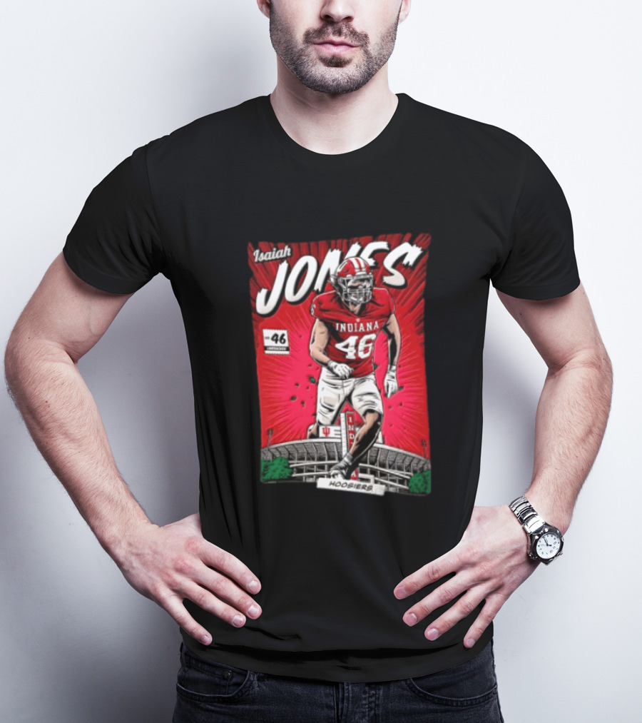 Indiana Hoosiers #46 Isaiah Jones Comic Stadium Edition T-Shirt