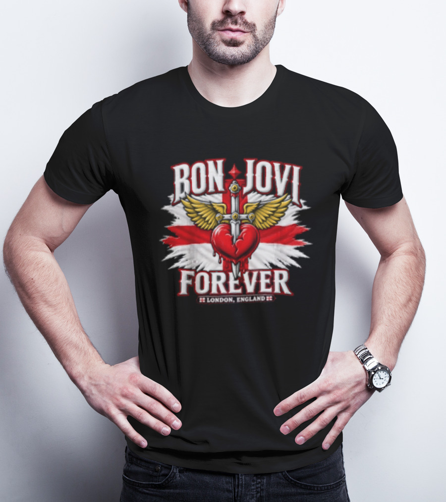 Bon Jovi Forever London England Wings And Sword T-Shirt