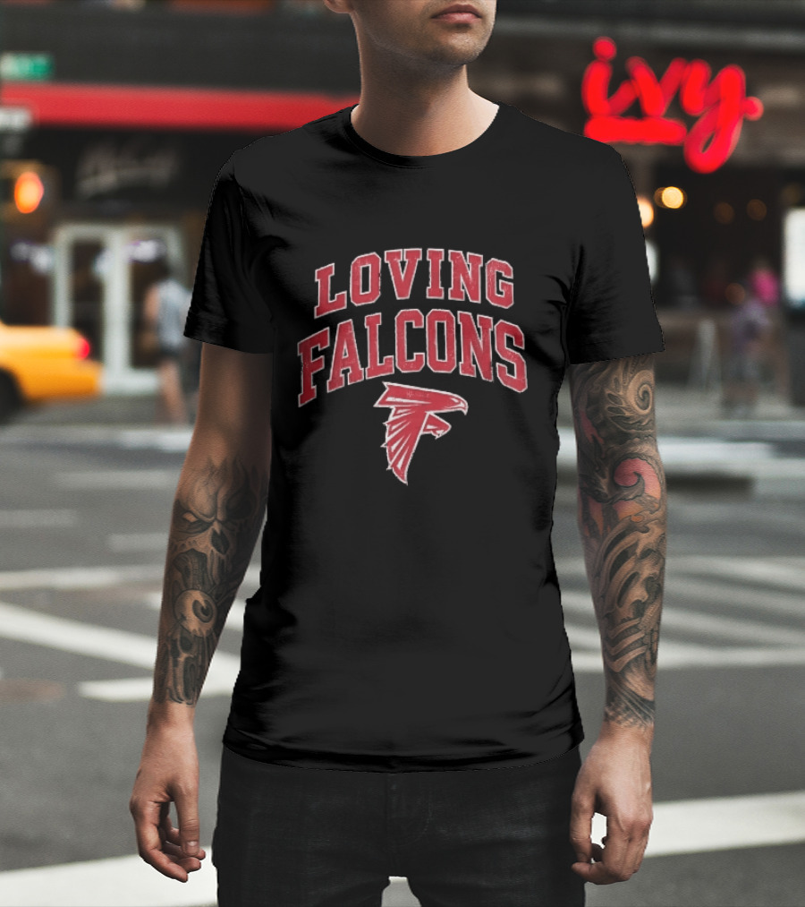Loving Falcons Distressed Arched Varsity Bird T-Shirt