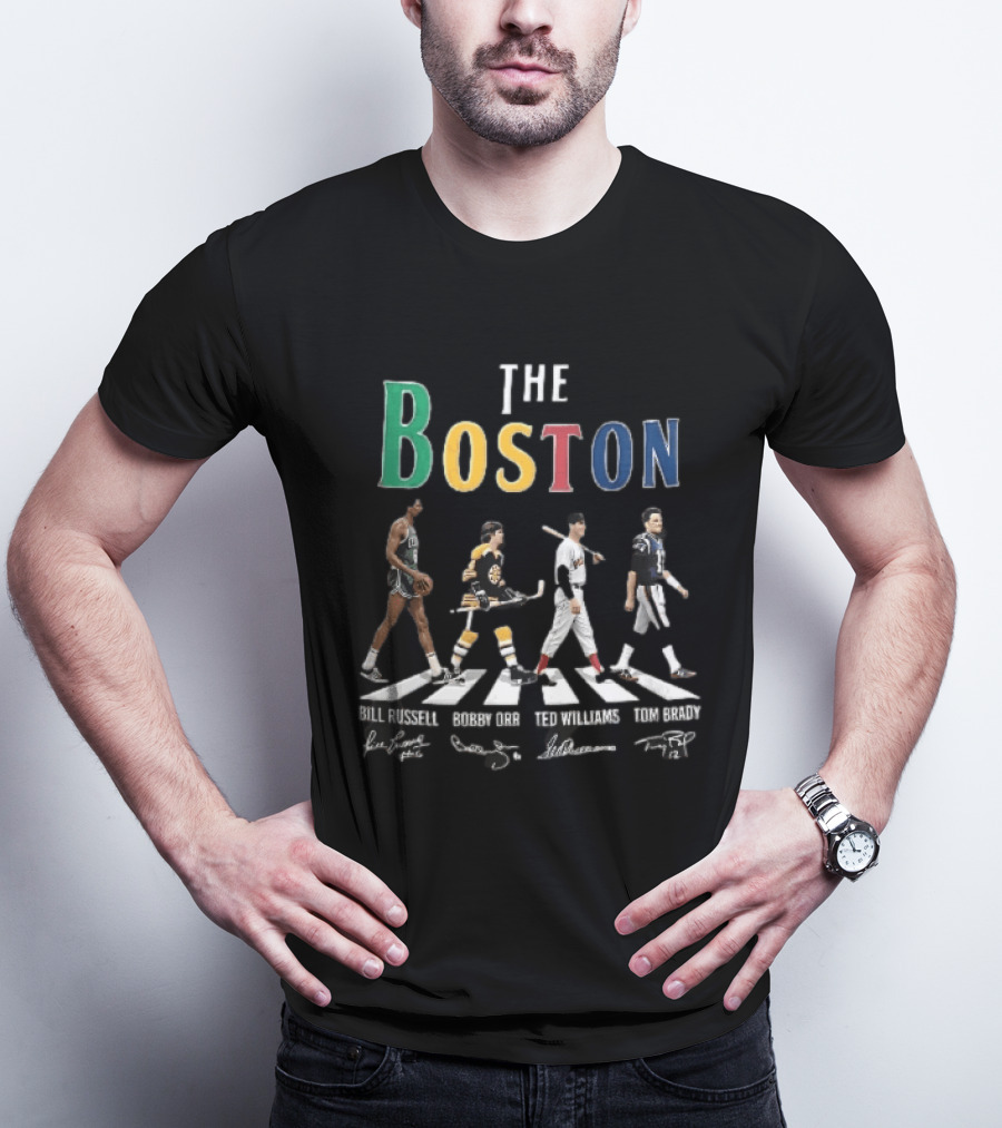 The Boston Bill Russell Bobby Orr Ted Williams Tom Brady Abbey Road Crosswalk Sports Legends T-Shirt