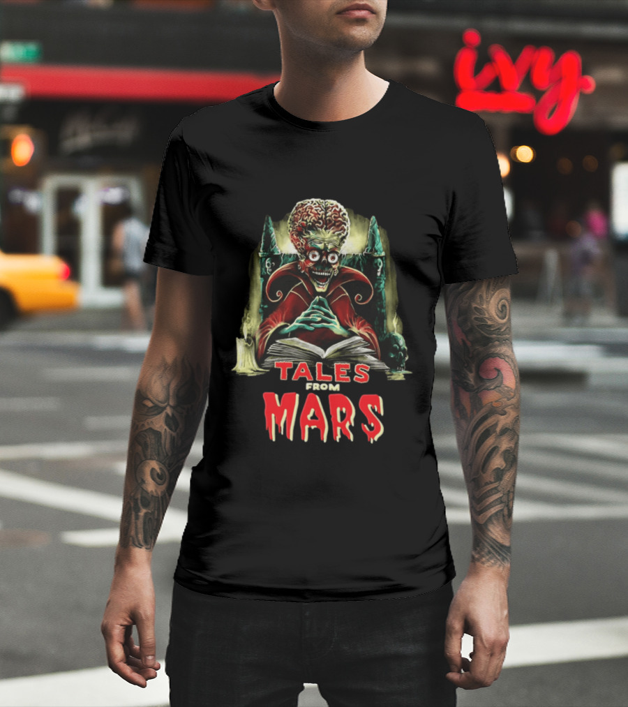 Mars Attacks Tales From Mars Alien Reading Book T-Shirt