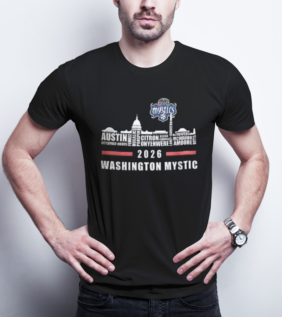 Washington Mystics 2026 Skyline Mystic Austin Littlepage Buggs Roster T-Shirt