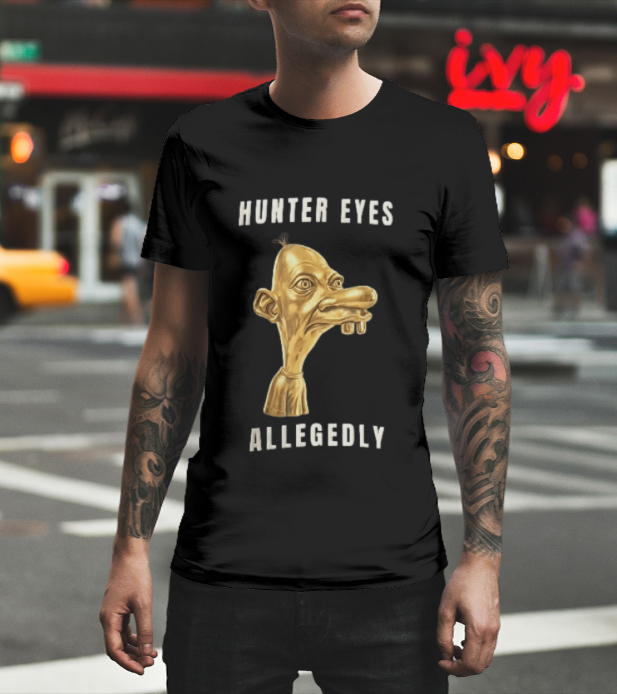 Hunter Eyes Allegedly 3D Golden Manny Caricature Head T-Shirt