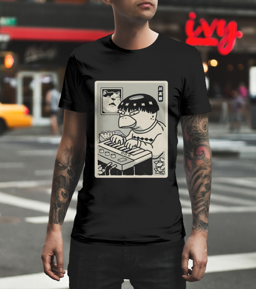 Yokai Synths Kappa Playing Keyboard Japanese Monster T-Shirt