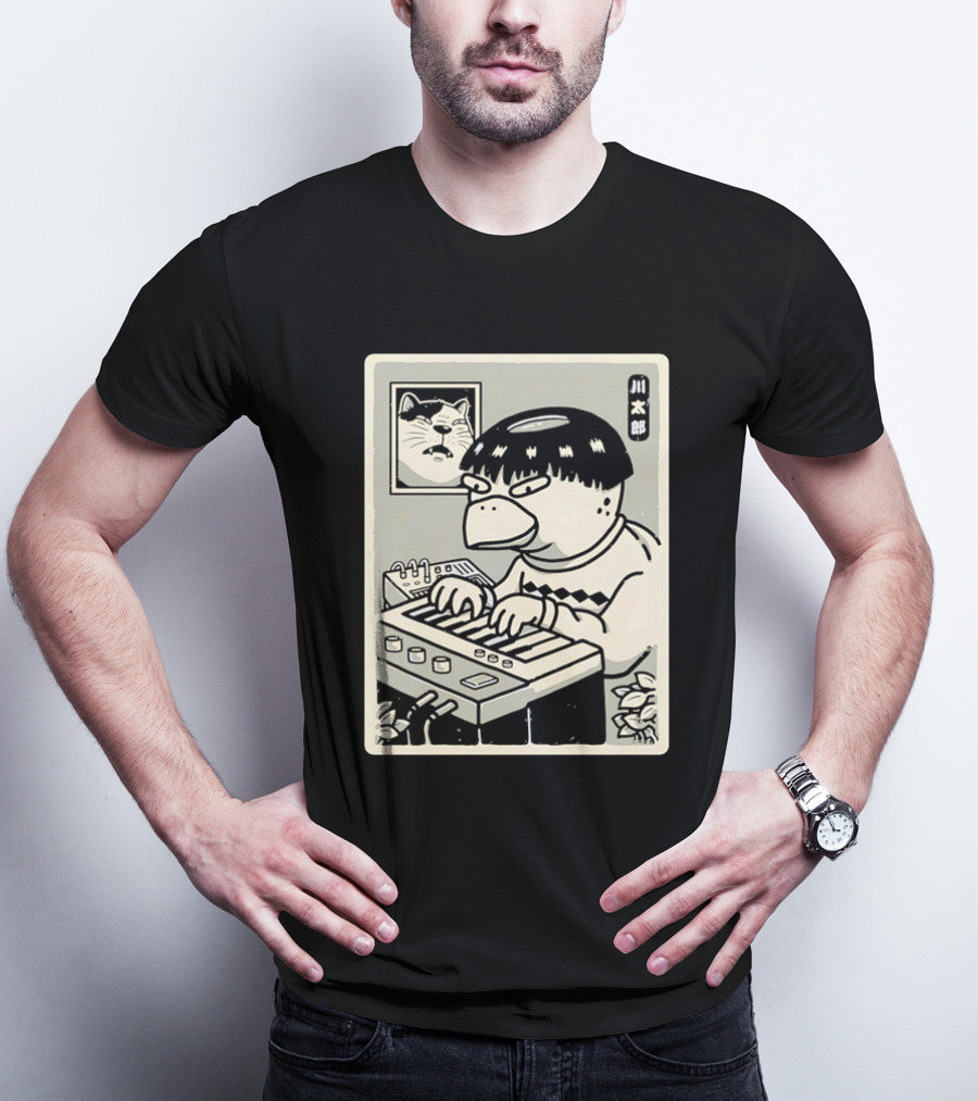Yokai Synths Kappa Playing Keyboard Japanese Monster T-Shirt