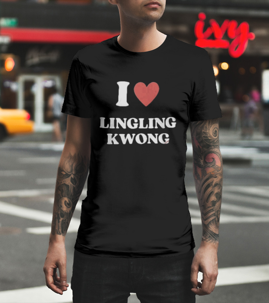 I Love Lingling Kwong Red Heart White Black T-Shirt