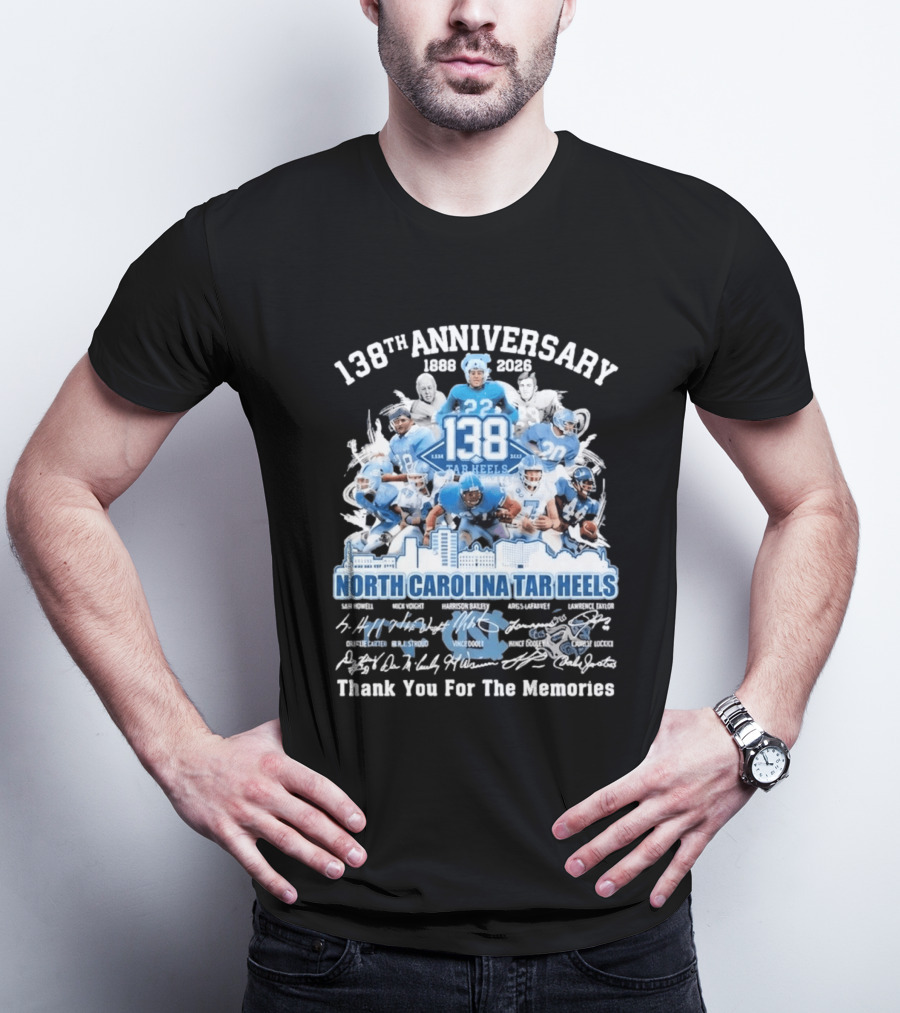 138th Anniversary 1888 2026 North Carolina Tar Heels Thank You For The Memories T-Shirt