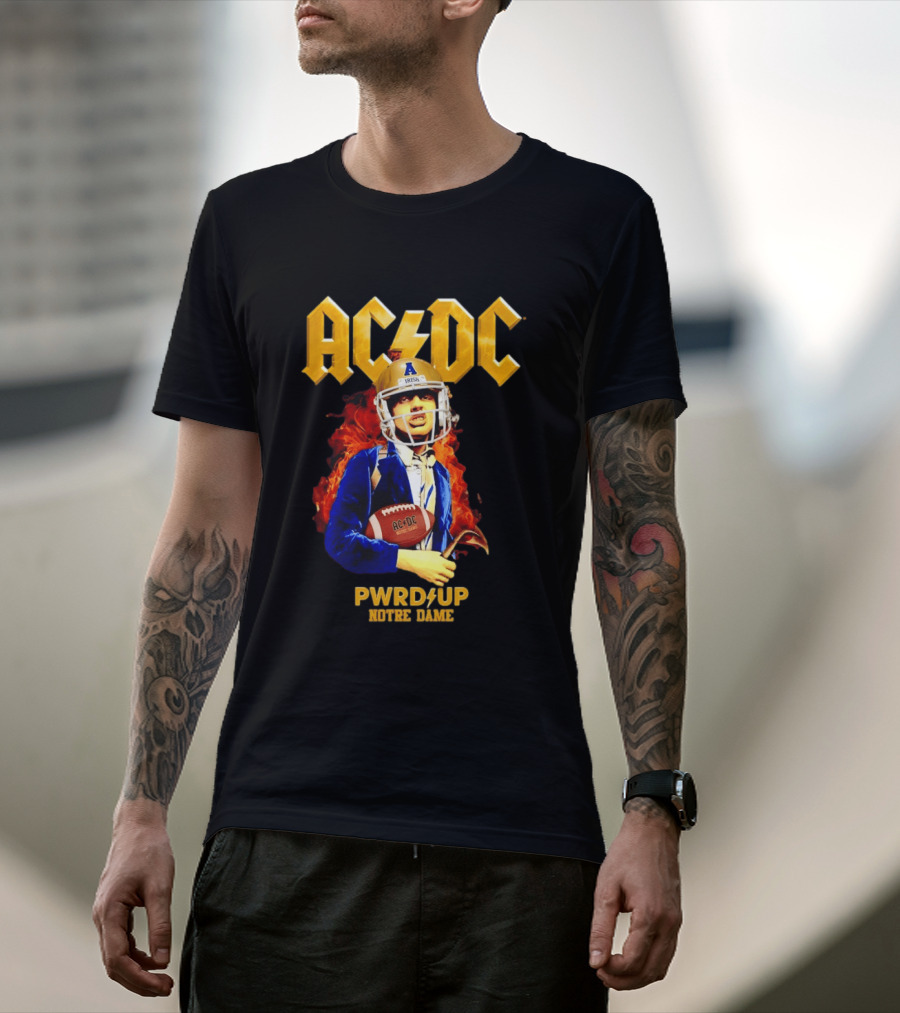 ACDC PWR UP Notre Dame Irish Football T-Shirt