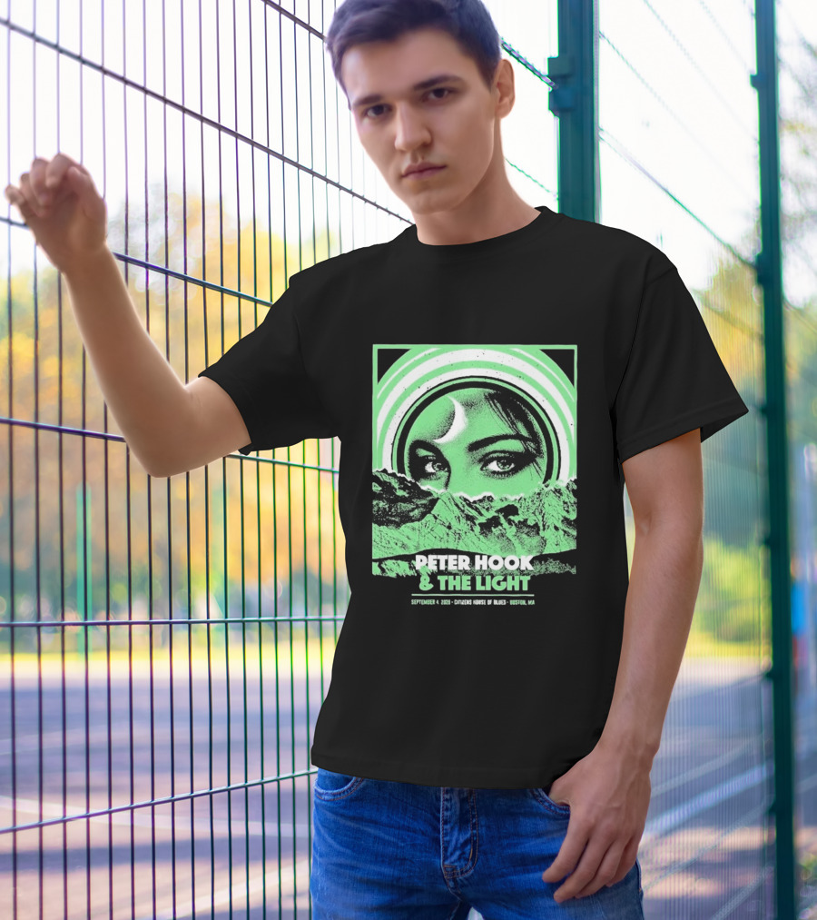Peter Hook And The Light Boston MA Citizens House Of Blues September 4 2026 Event Crescent Moon Woman's Eyes Green Mountains T-Shirt