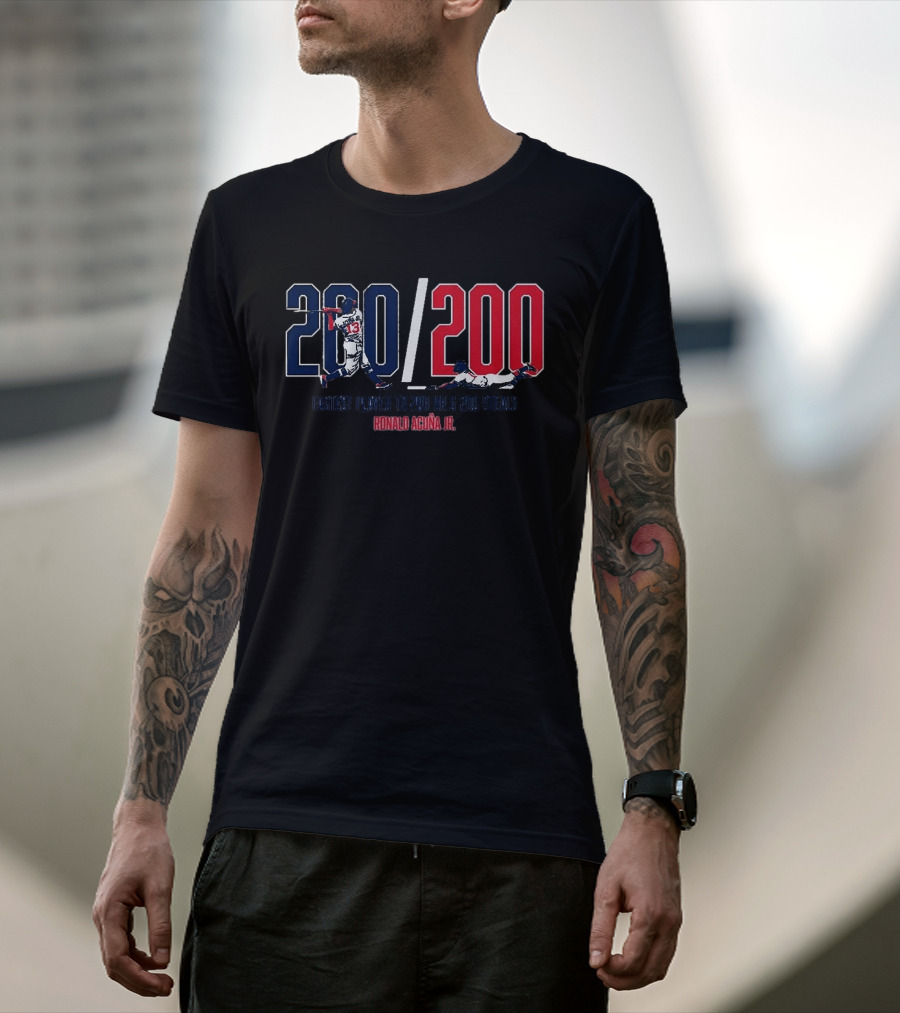 200/200 Fastest Player 200 HR 200 Steals Ronald Acuña Jr. T-Shirt