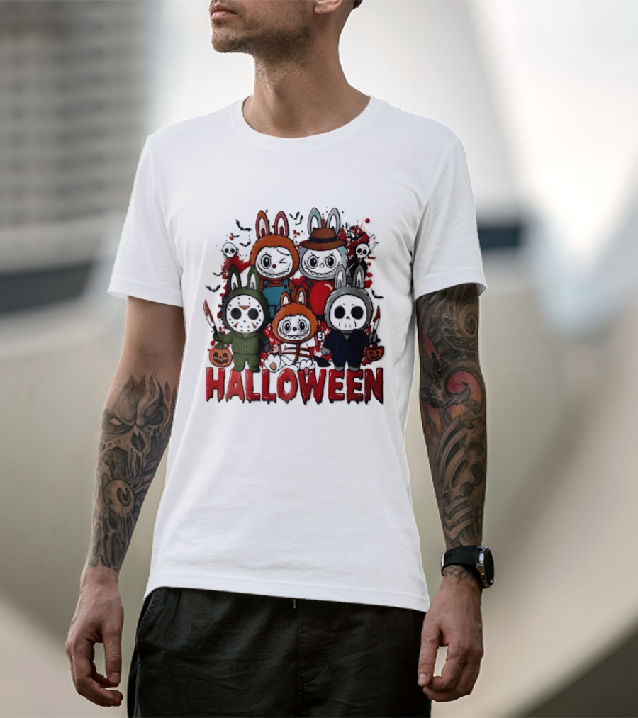 Halloween Cartoon Bunny Horror Characters Costumes Scary Masks T-Shirt