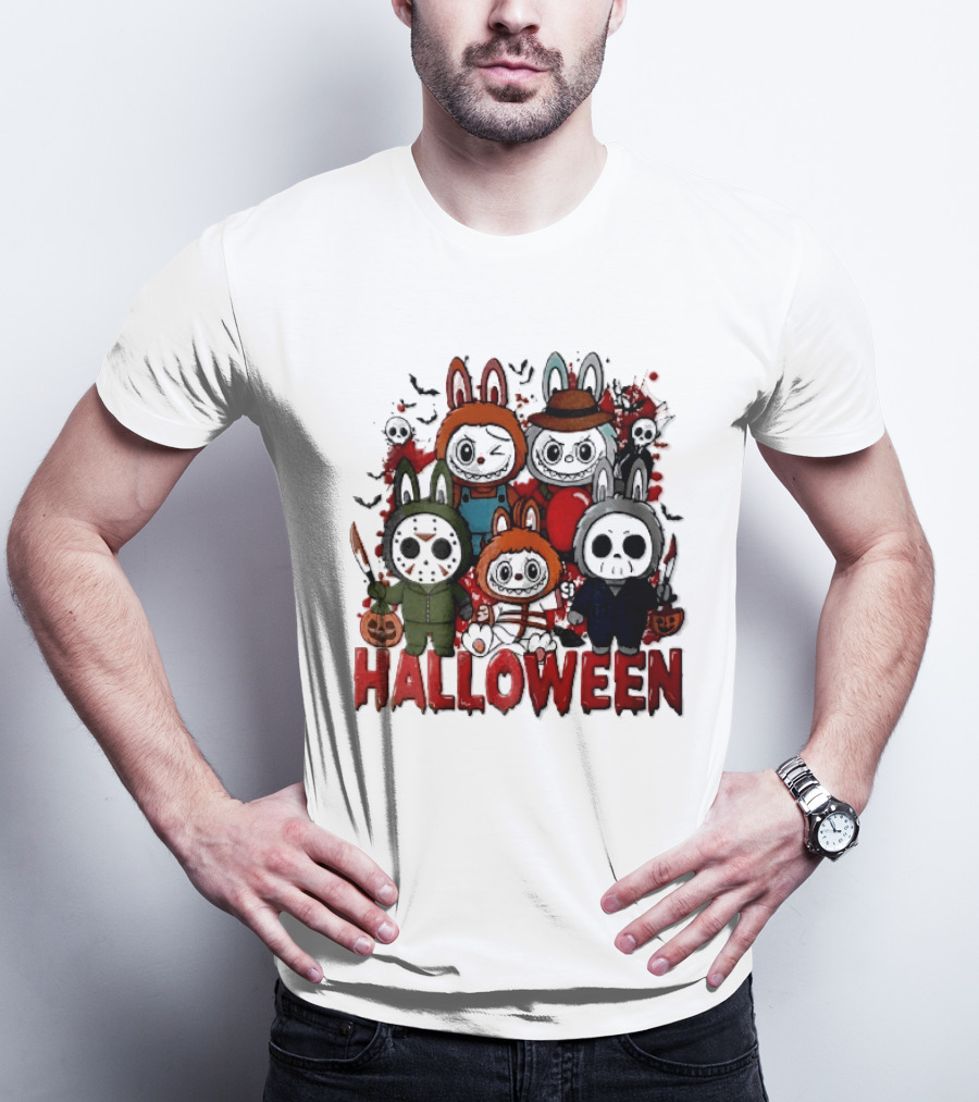 Halloween Cartoon Bunny Horror Characters Costumes Scary Masks T-Shirt