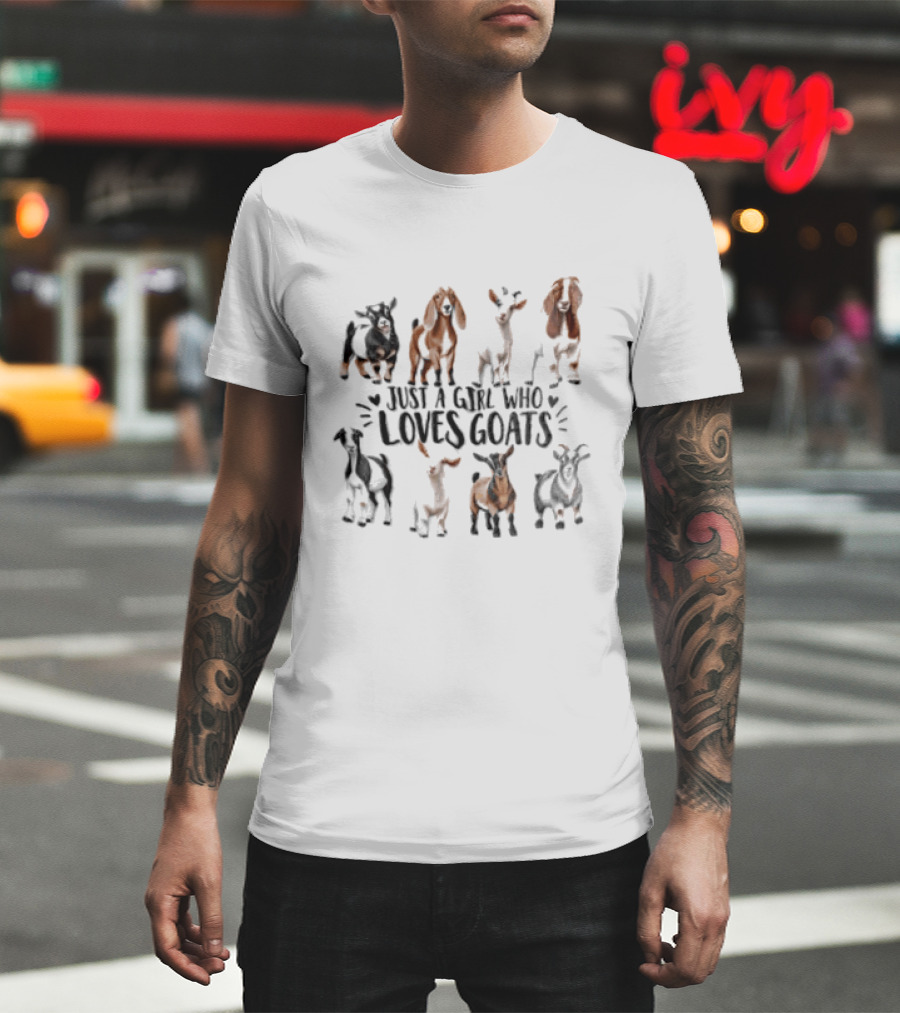 Just A Girl Who Loves Goats With Cute Goat Illustrations T-Shirt