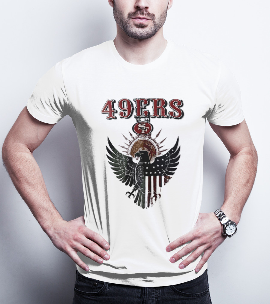 San Francisco 49ers Aztec Sunburst Eagle Mexican American Flag T-Shirt