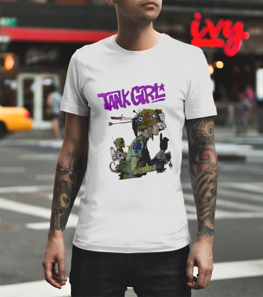 Tank Girl Charlie Dont Surf Punk Woman Helmet Gun Cigar Cartoon T-Shirt
