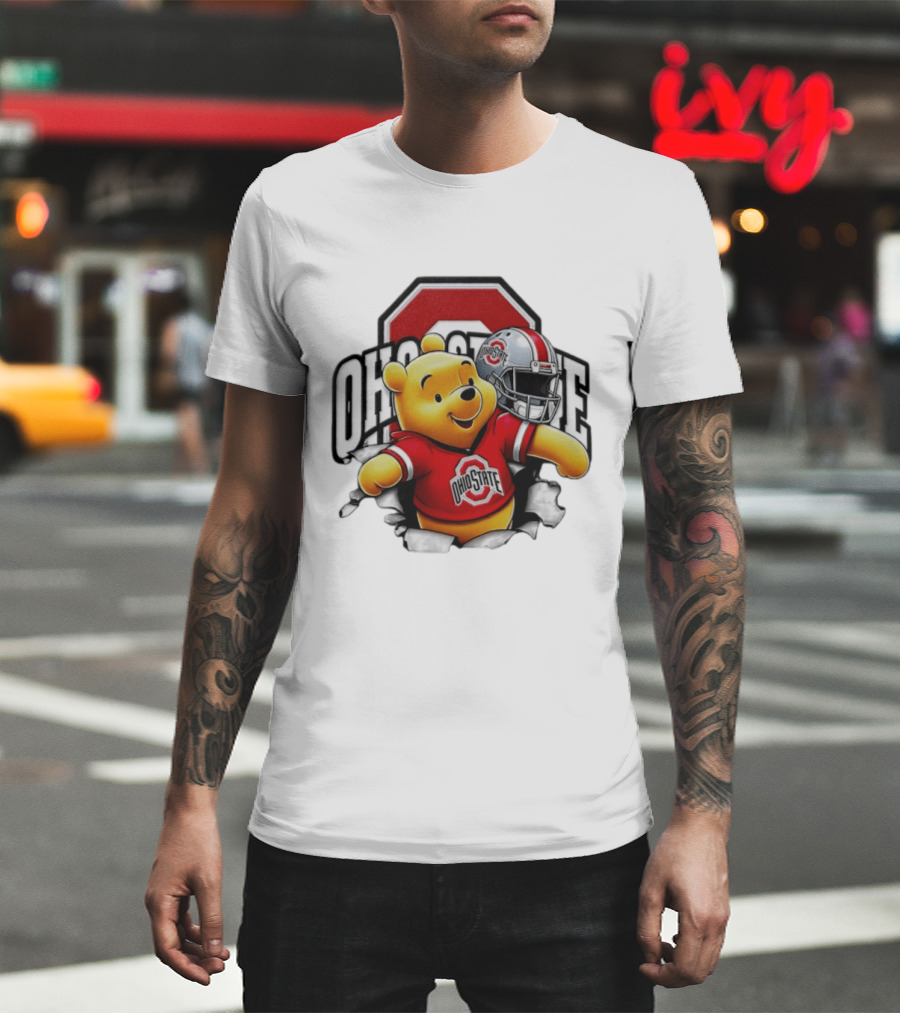 Winnie The Pooh Ohio State Buckeyes Football Team Helmets Series T-Shirt