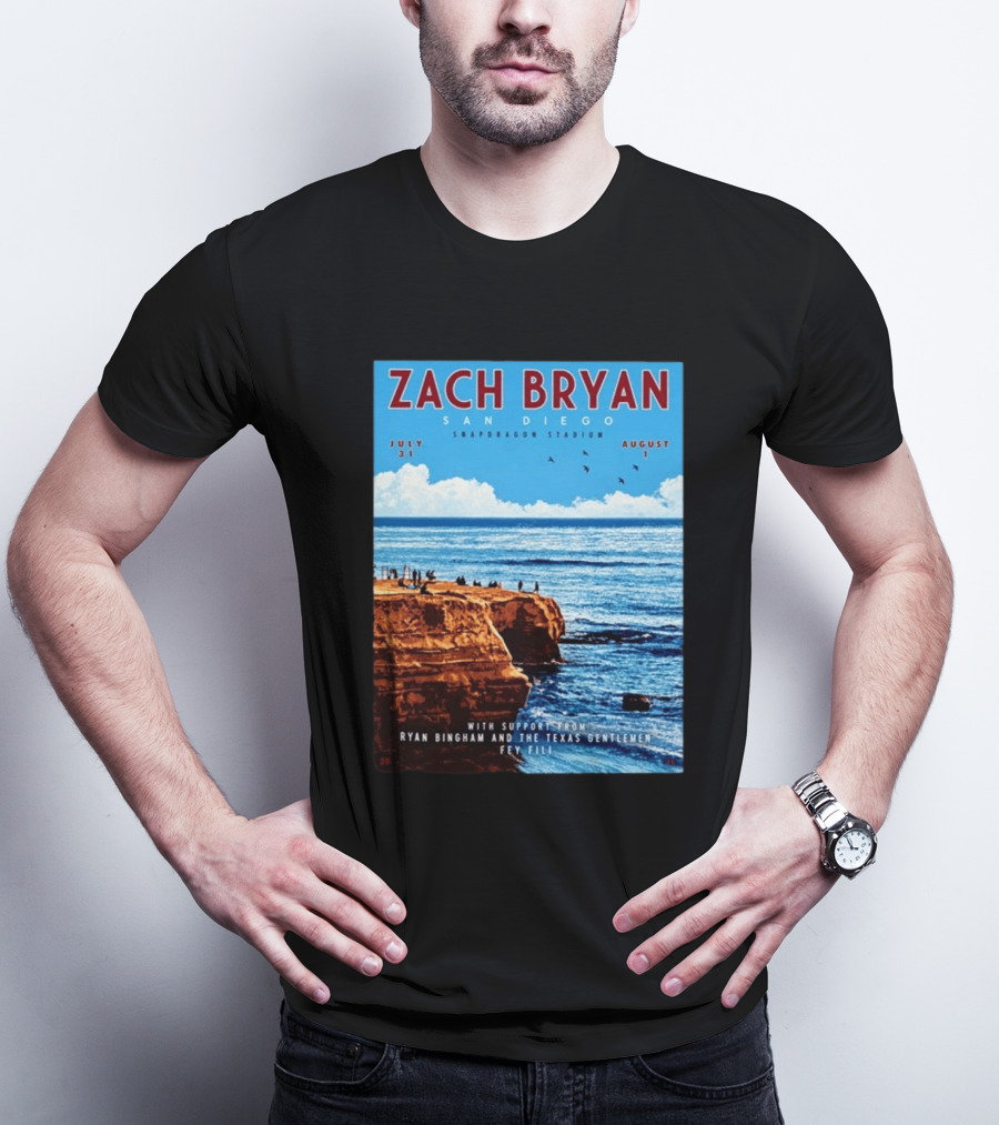 Zach Bryan San Diego Snapdragon Stadium July 31 August 1 With Support From Ryan Bingham The Texas Gentlemen Feu Fei T-Shirt