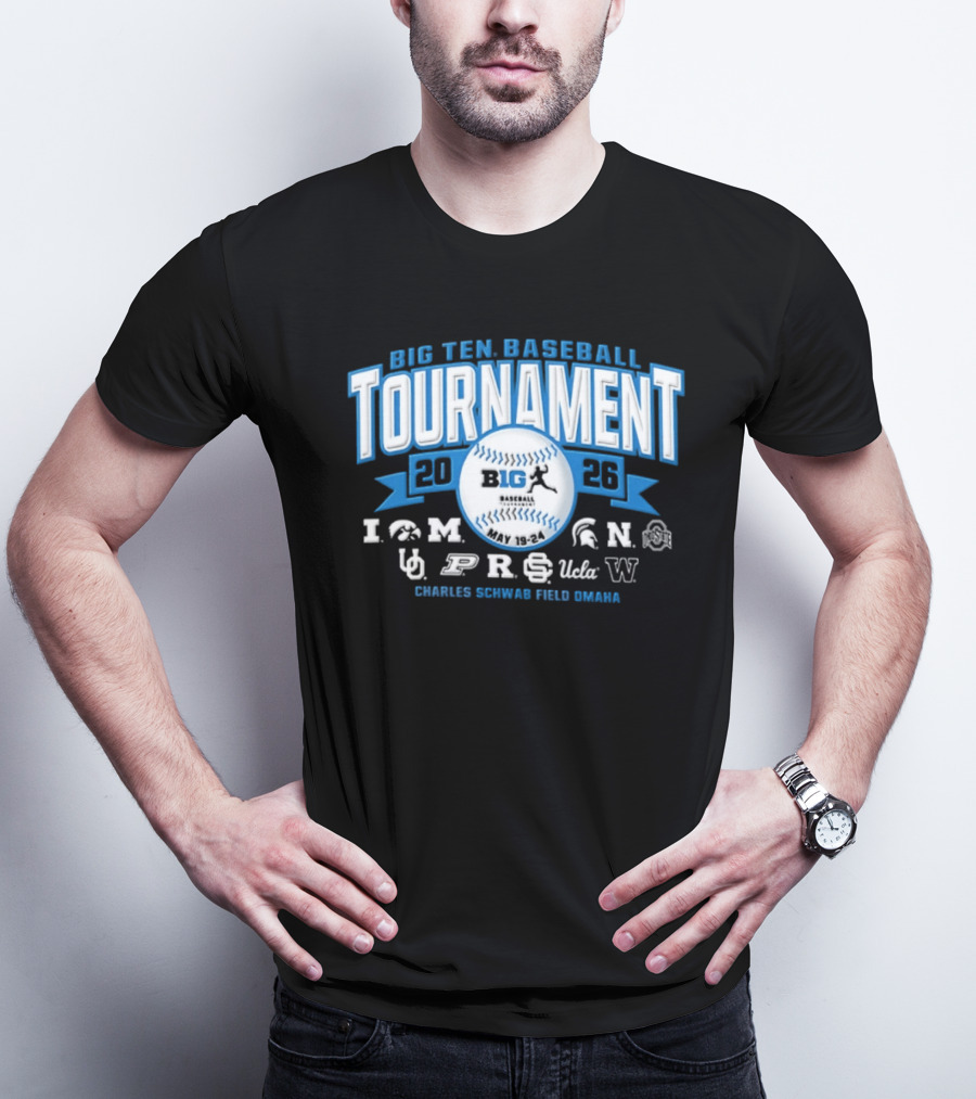 Big Ten Baseball Tournament 2026 Charles Schwab Field Omaha Iowa Michigan Purdue UCLA Ohio State T-Shirt