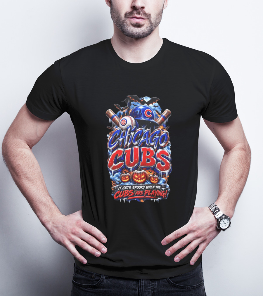 Chicago Cubs Halloween Spooky Baseball T-Shirt