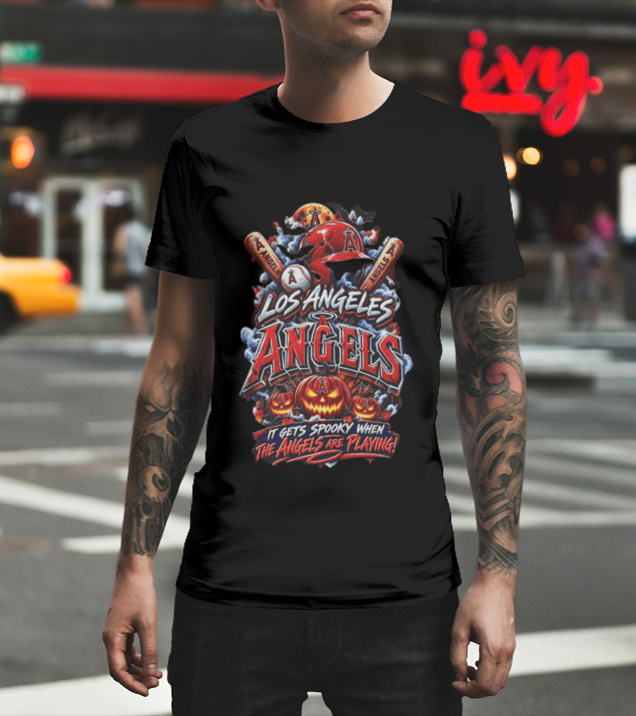 Los Angeles Angels Halloween Spooky Baseball T-Shirt