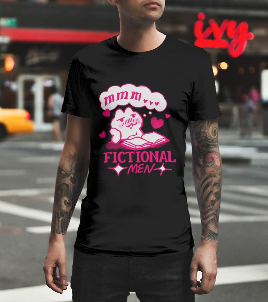 Fictional Men Mmm Hearts Cute Cartoon Reading T-Shirt