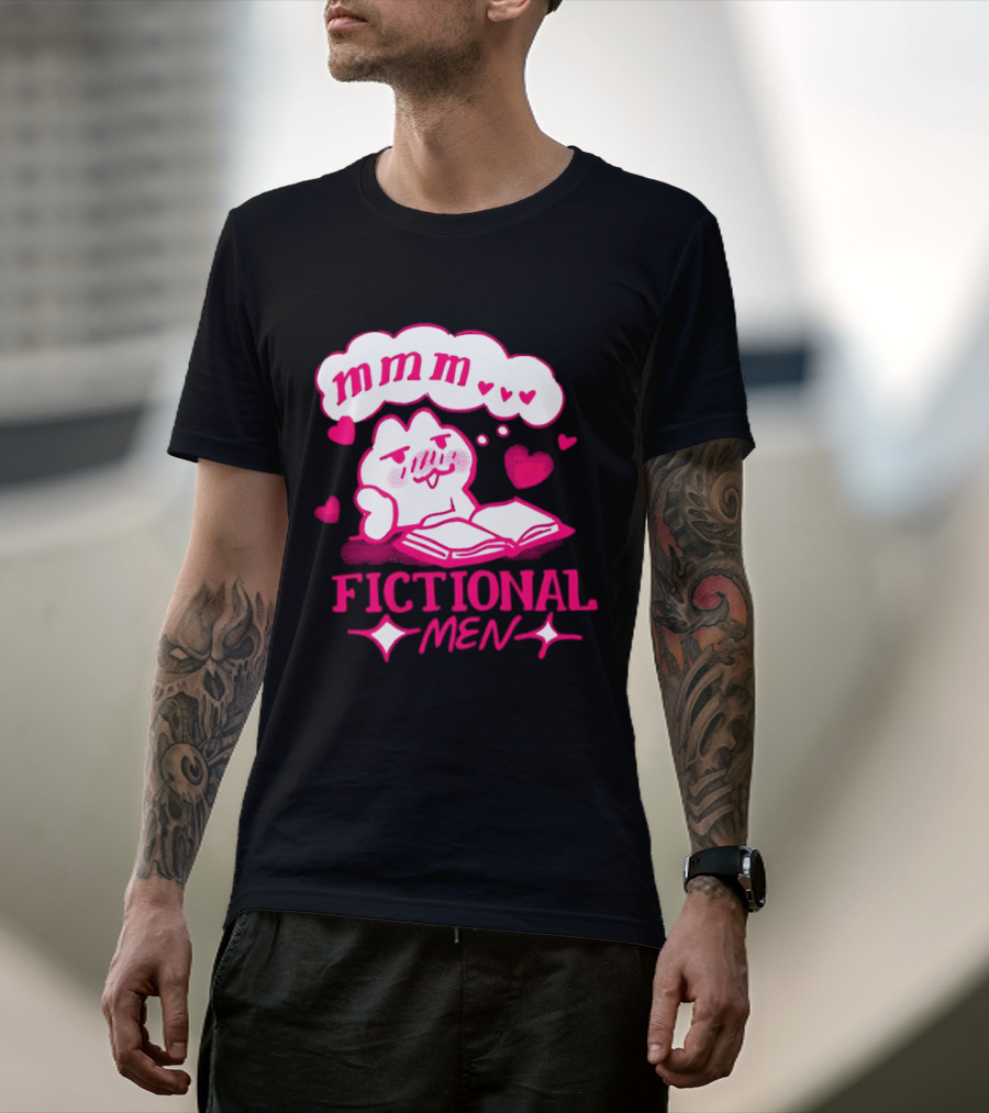 Fictional Men Mmm Hearts Cute Cartoon Reading T-Shirt