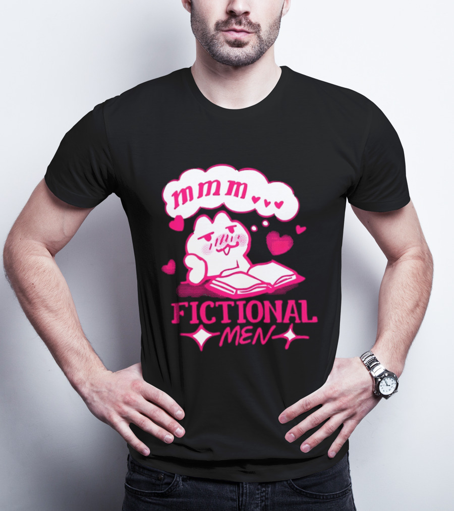 Fictional Men Mmm Hearts Cute Cartoon Reading T-Shirt