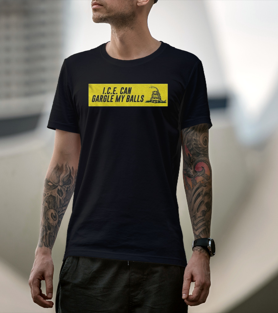 I.C.E. Can Gargle My Balls Political Gadsden Flag Snake T-Shirt