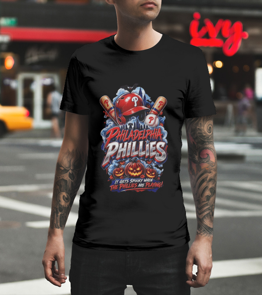 Philadelphia Phillies MLB Spooky Halloween Baseball T-Shirt