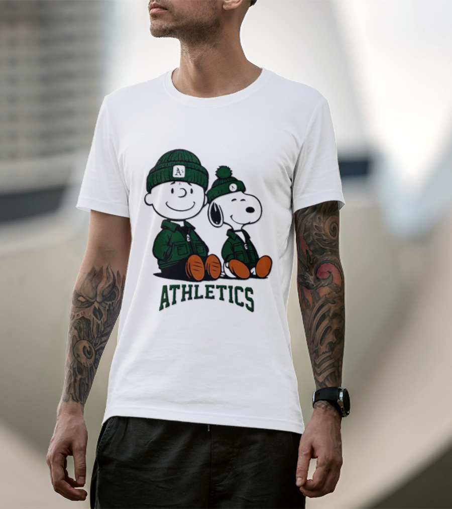 Charlie Brown Snoopy Athletics 2026 MLB Football T-Shirt