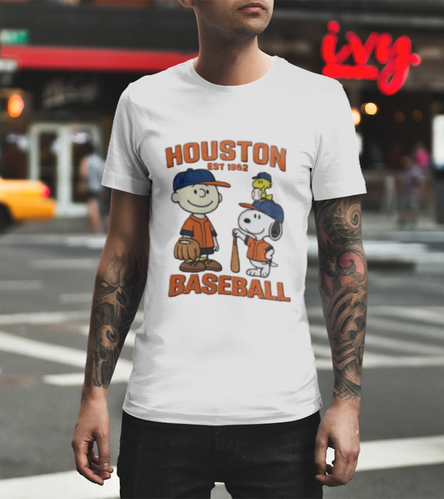 Charlie Brown Snoopy Houston Baseball Est 1962 T-Shirt