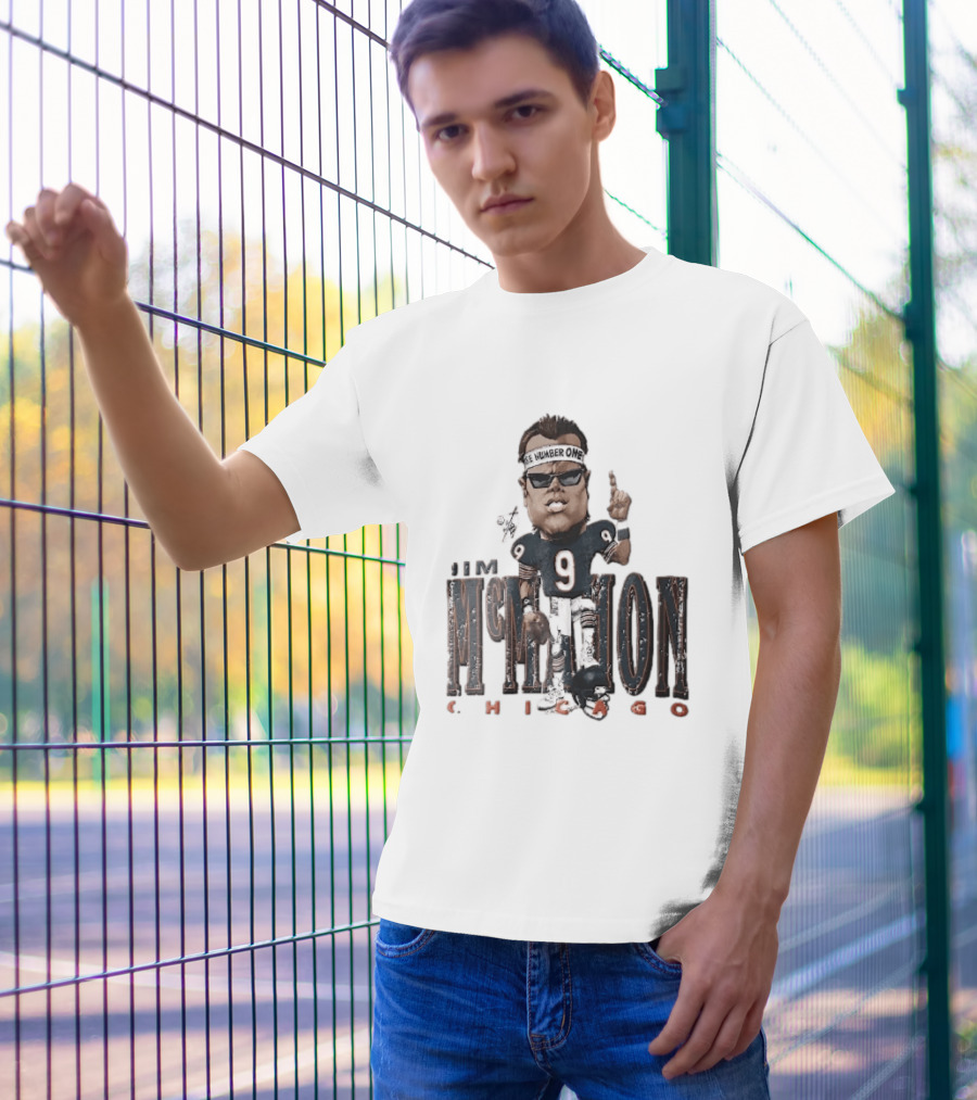 Chicago Bears Jim McMahon Were Number One Caricature Player Helmet T-Shirt