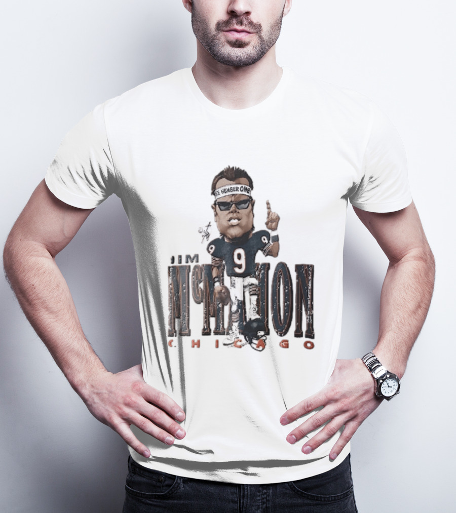 Chicago Bears Jim McMahon Were Number One Caricature Player Helmet T-Shirt