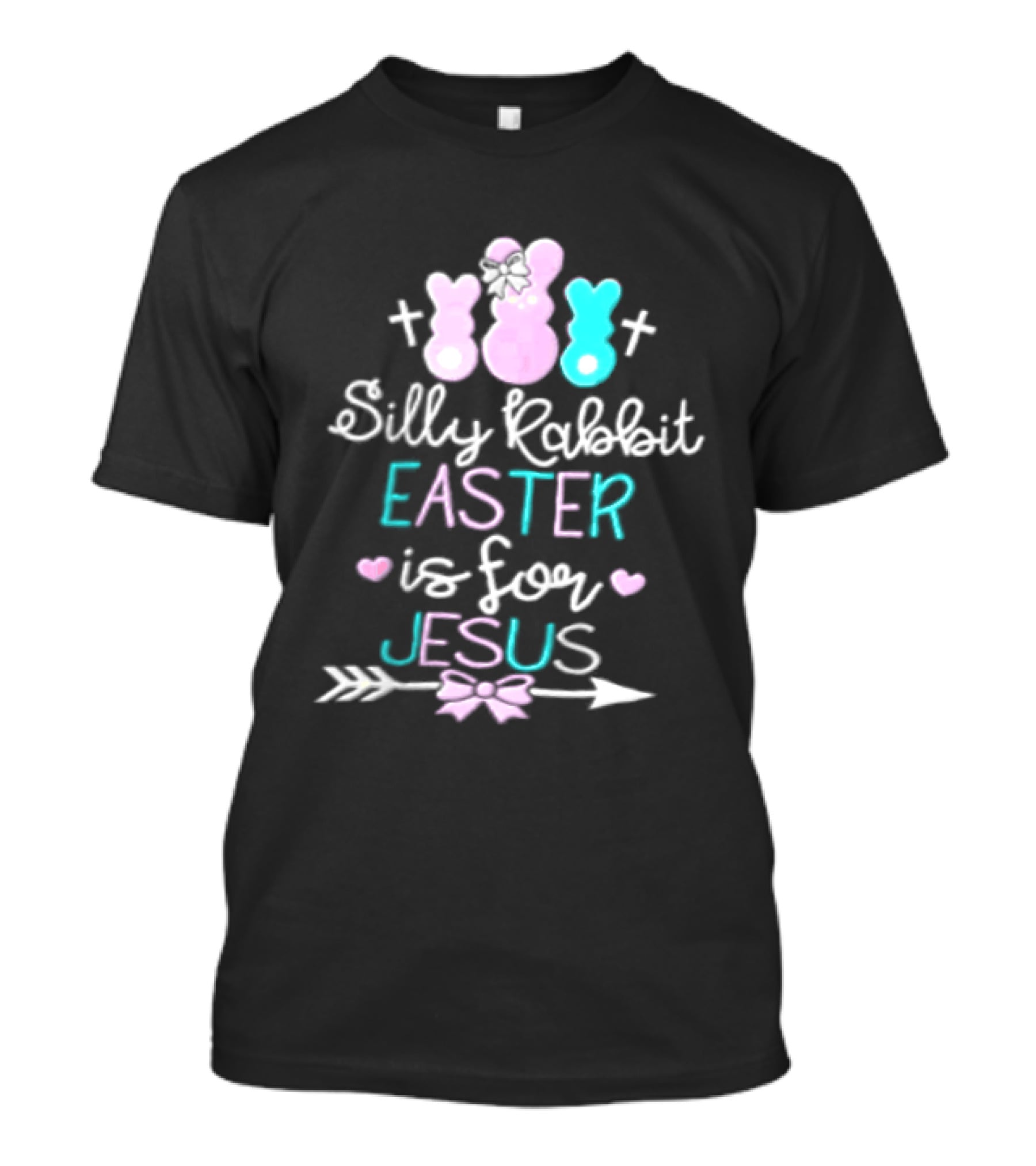 Silly Rabbit Easter Is For Jesus Cute Bunny With Crosses And Hearts T-Shirt