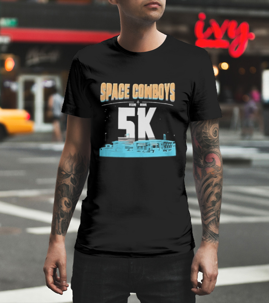 Space Cowboys 5k Cyan Ballpark Cityscape Night Stars T-Shirt