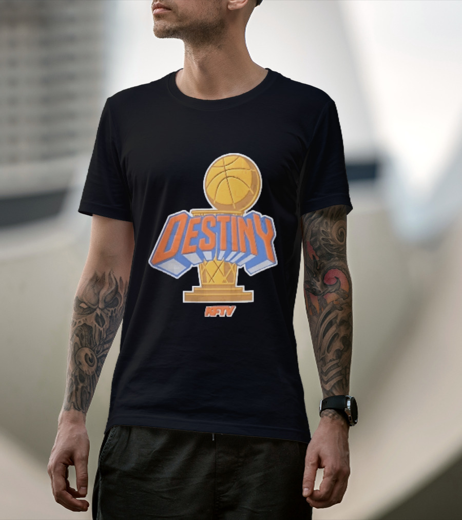 Destiny Gold Basketball Hoop Trophy Cartoon KFTV Orange Lettering T-Shirt