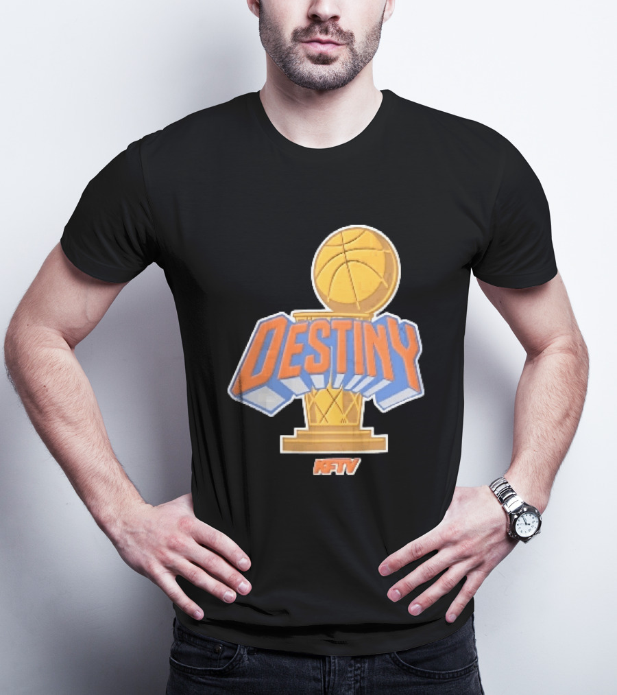 Destiny Gold Basketball Hoop Trophy Cartoon KFTV Orange Lettering T-Shirt