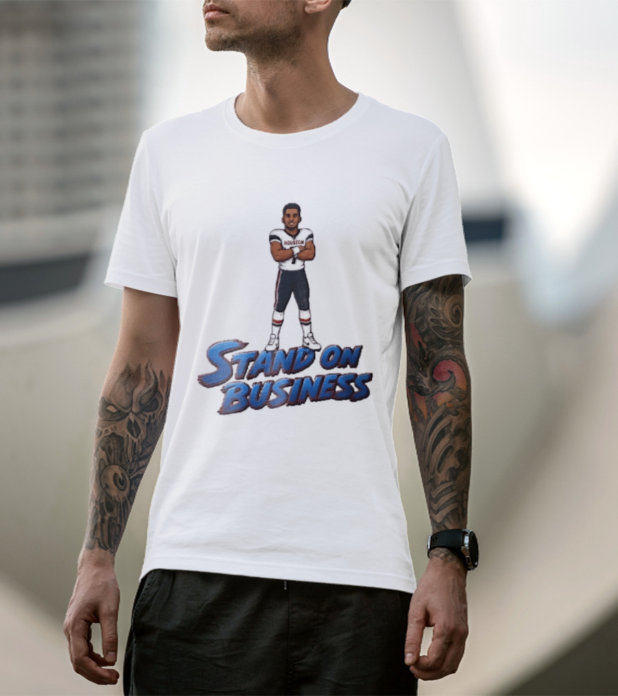 Houston Texans Stand On Business Football Player Number 7 Cartoon Caricature T-Shirt