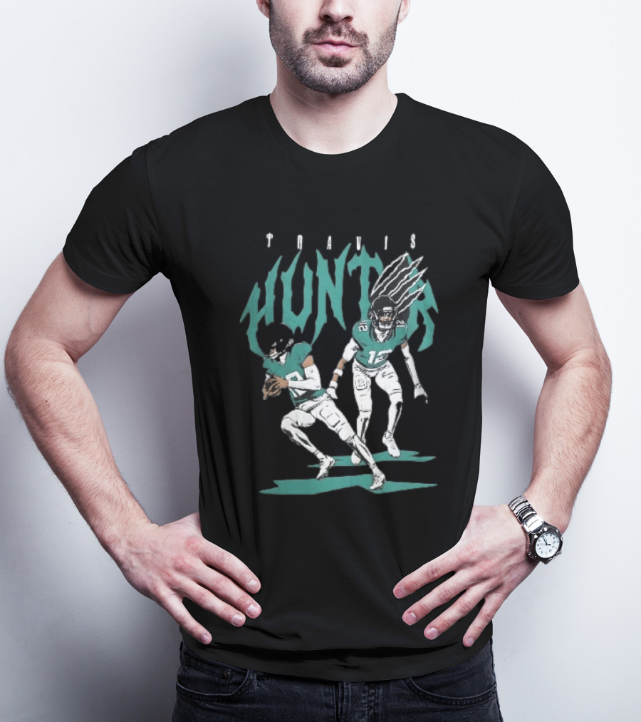 Travis Hunter Football Players Claw Marks Action Poses T-Shirt