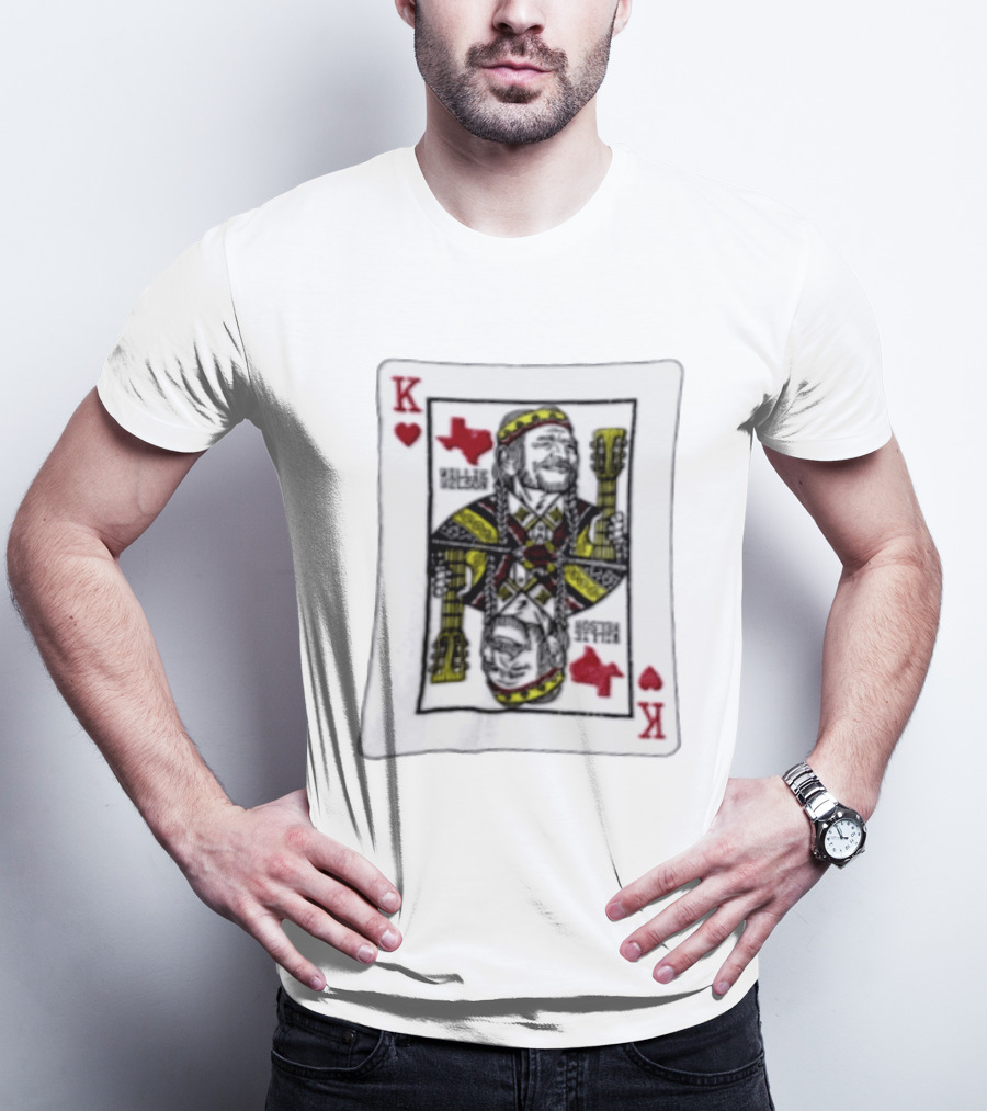 King Of Hearts Willie Nelson Texas Playing Card T-Shirt