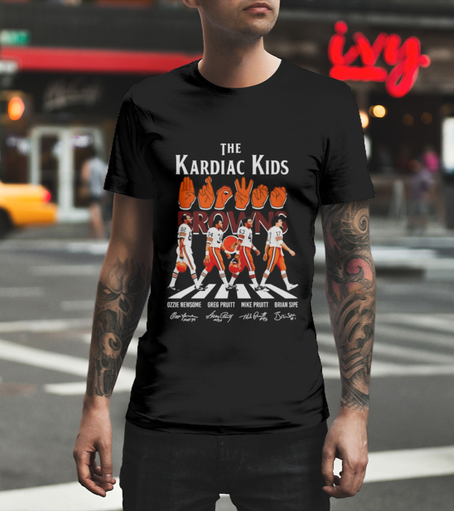 The Kardiac Kids Browns Ozzie Newsome Greg Pruitt Mike Pruitt Brian Sipe Abbey Road T-Shirt